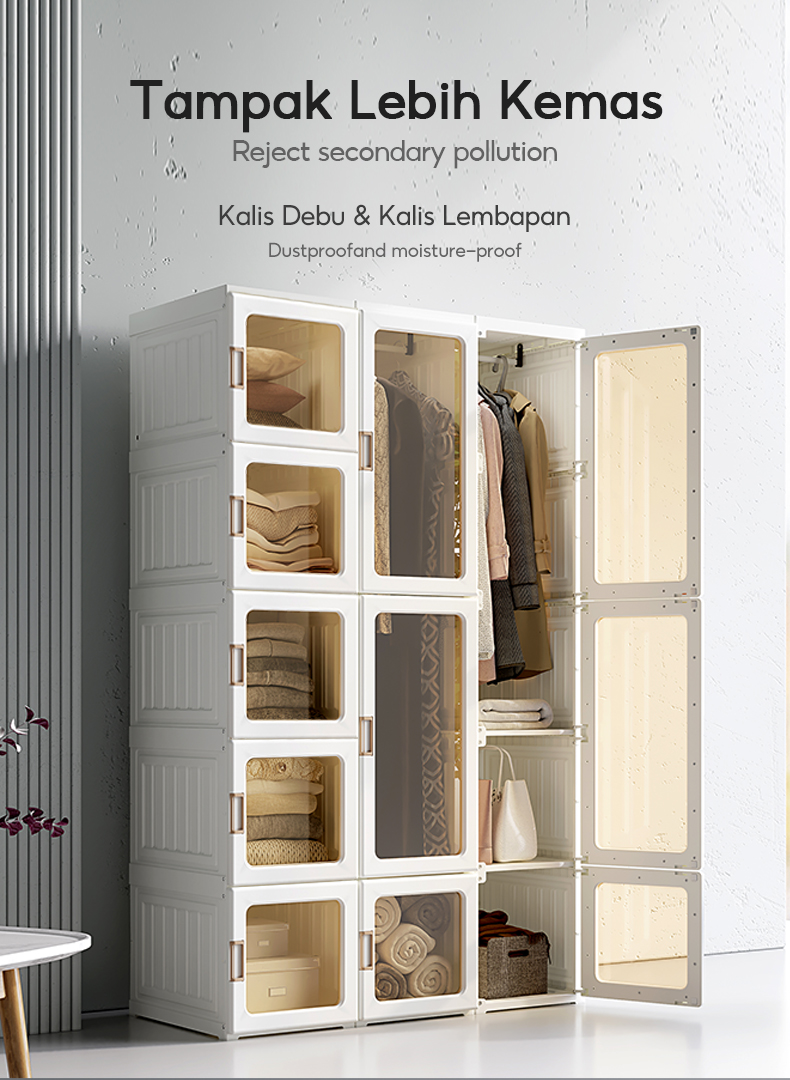 ANTBOX Transparent Plastic Wardrobe 12-15 Cubes Portable Easy To ...