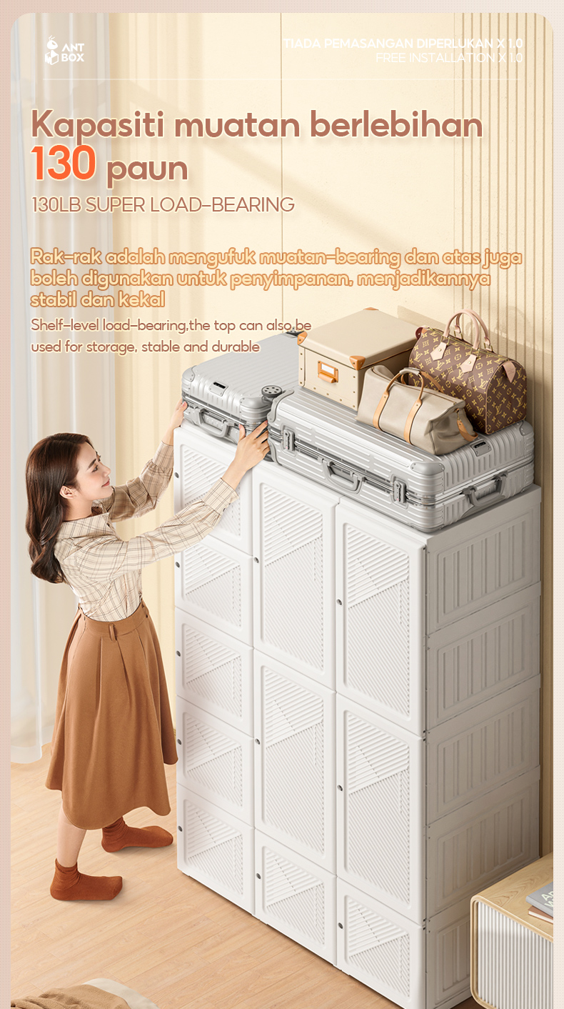 ANTBOX Almari Baju Putih 衣橱 Wardrobe White 6-15 Cubes 1-3 Hangers ...