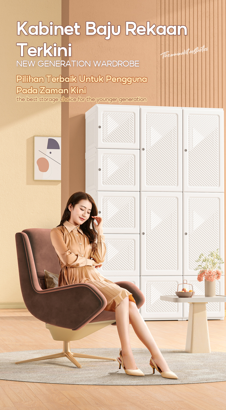 ANTBOX Almari Baju Putih 衣橱 Wardrobe White 6-15 Cubes 1-3 Hangers ...