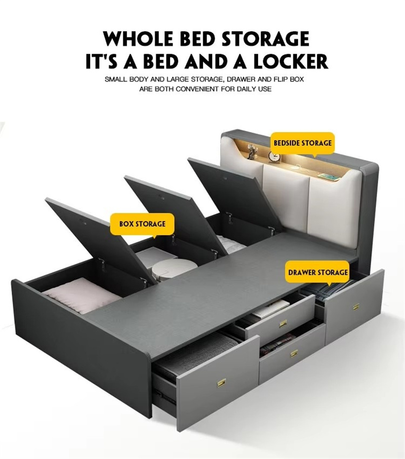 【Customization】Modern space saving furniture bedroom functional storage ...