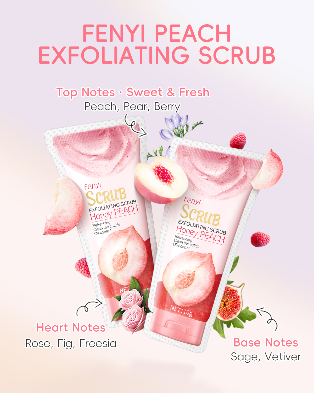 Fenyi Peach Body Scrub Sachet 8g Cleansing Pores Exfoliating Dead Skin ...