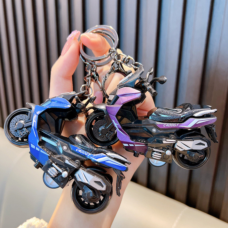 Vintage Motorcycle Keychain - Cute Cartoon Bike Key Ring for Couples ...