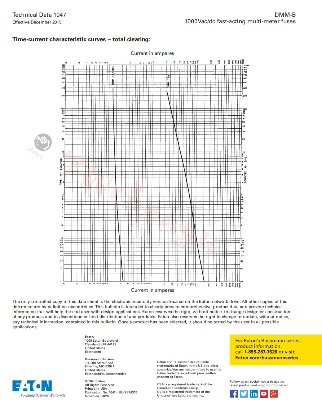 Bussmann Fuse DMM-B-44/100-R 1000V 440mA fluke Multimeter Dedicated DMM-B-11A DMM-44/100-R DMM ...