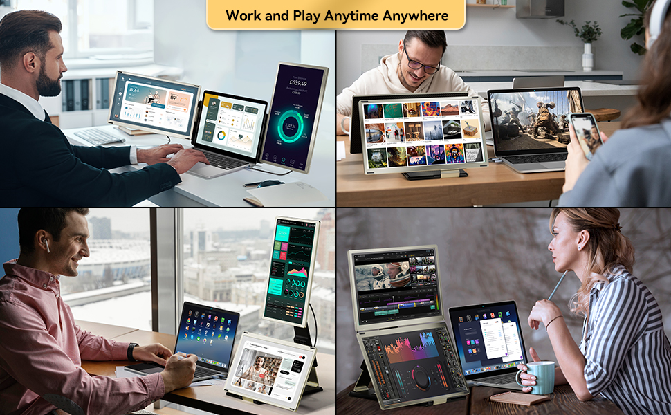 15.6’ Triple Screen Laptop Screen Extender FHD 1080P IPS Detachable ...