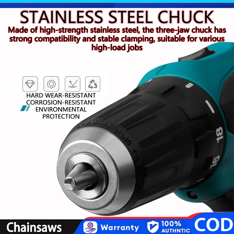 Cordless Drill 12V 108PCS 18-25N.m Driver Lithium Battery Rechargeable ...