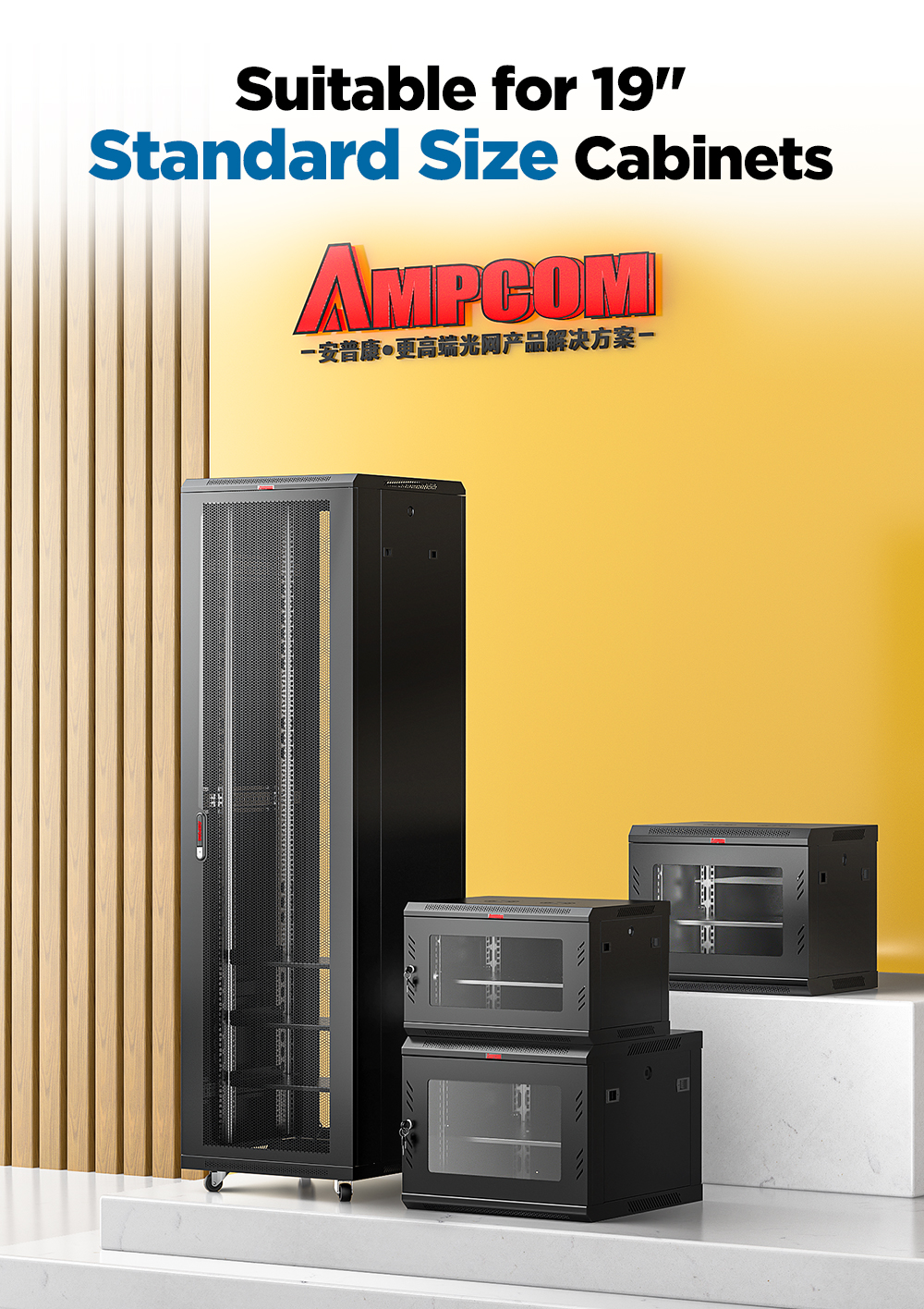 AMPCOM 1U Rack Mount Cable Management 19 inch, 12/24 Slot Metal Finger ...