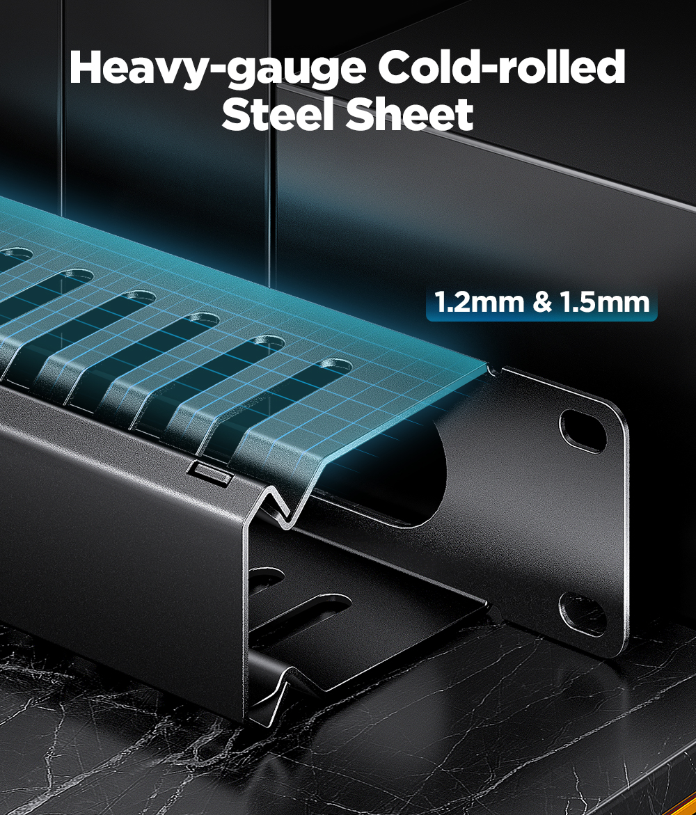 AMPCOM 1U Rack Mount Cable Management 19 inch, 12/24 Slot Metal Finger ...