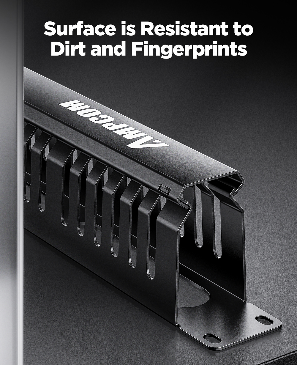 AMPCOM 1U Rack Mount Cable Management 19 inch, 12/24 Slot Metal Finger ...