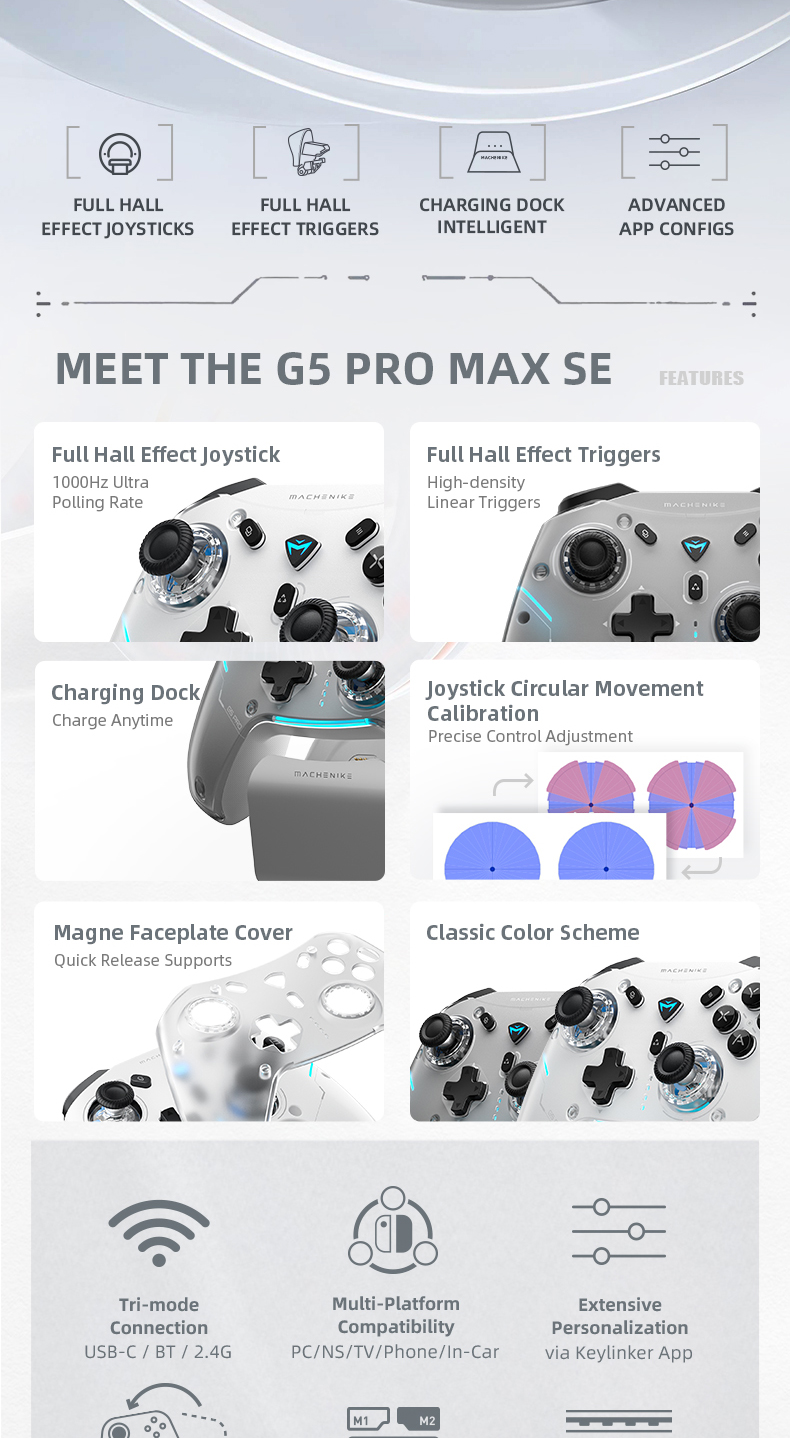 Machenike G5 Pro Series Wireless Gamepad Controller, Hall Linear ...