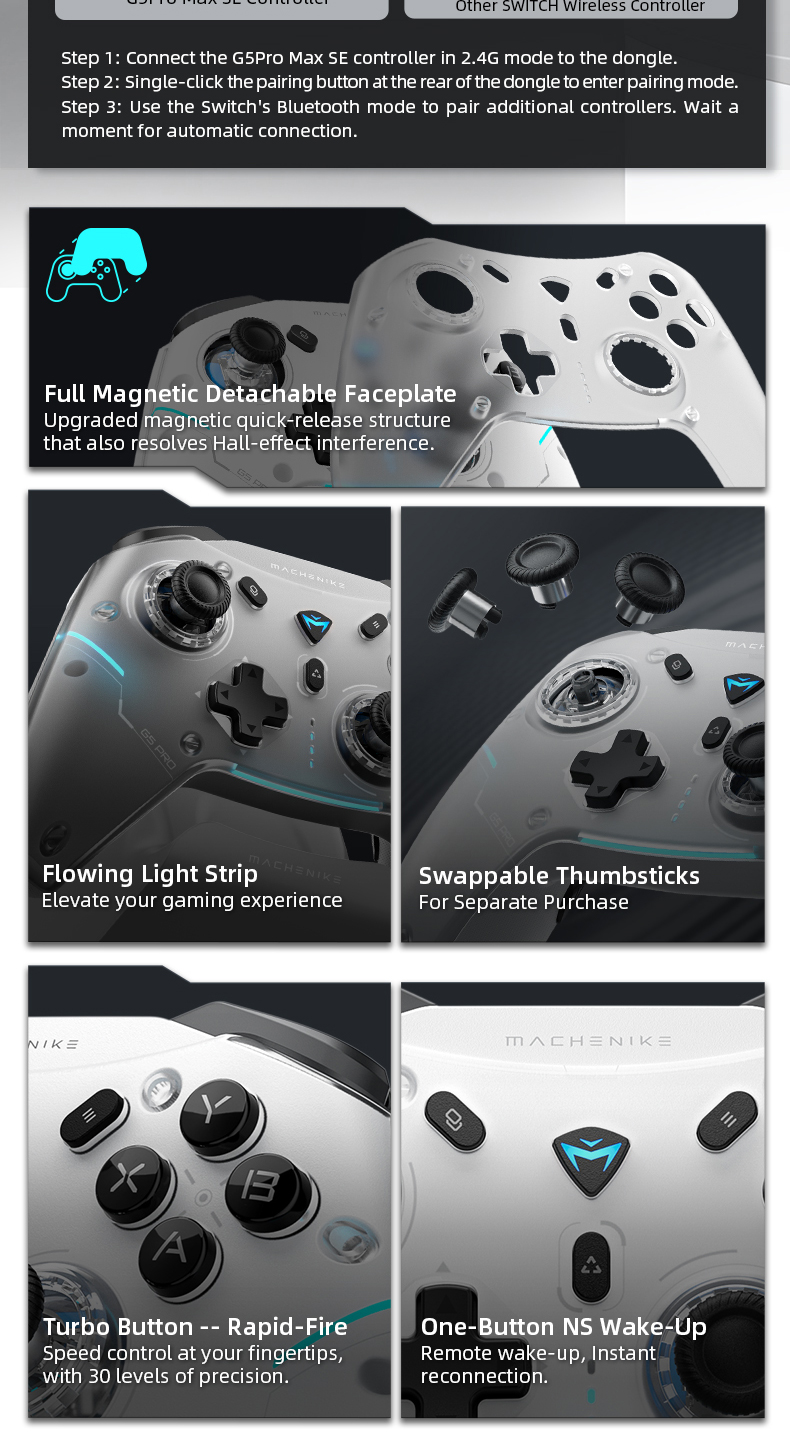 Machenike G5 Pro Series Wireless Gamepad Controller, Hall Linear ...