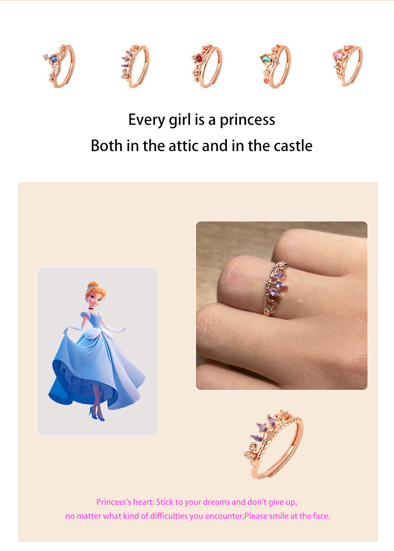 ⚡In stock, fast delivery⚡Disney princess ring set, the size can be ...