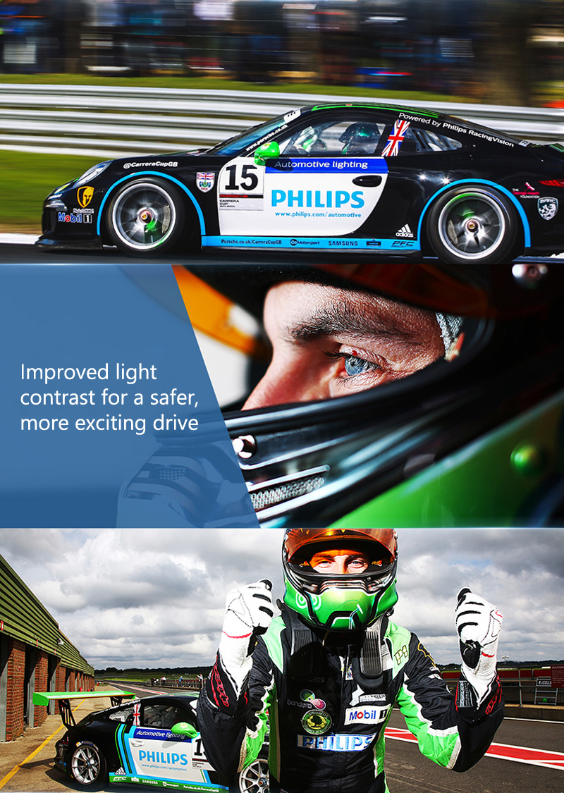 Philips Racing Vision GT200 H4 H7 12V 3500K +200% Brighter Light Car ...