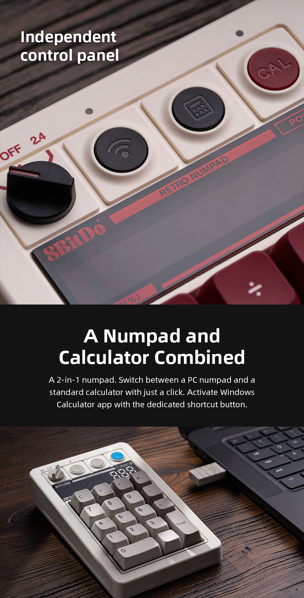 8Bitdo - Retro18 mechanical numeric keypad counter, two in one, third ...