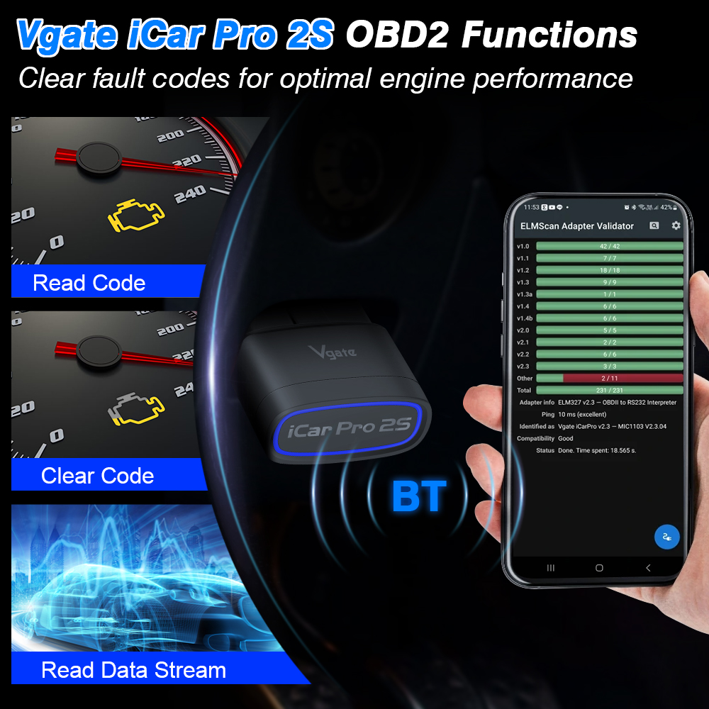 【for Hybrid & Electric Car】Vgate iCar Pro 2S OBD2 Car Scanner For BYD ...