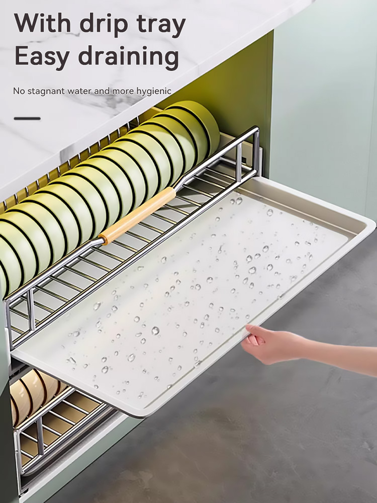 Stainless Steel Pull-out Dish Rack Dish Drawer Rack For Cabinet ...