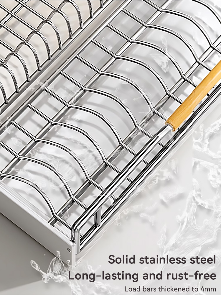 Stainless Steel Pull-out Dish Rack Dish Drawer Rack For Cabinet ...