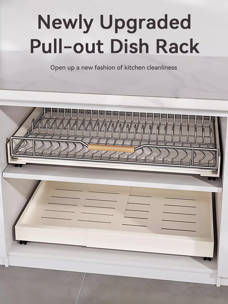 Stainless Steel Pull-out Dish Rack Dish Drawer Rack For Cabinet ...