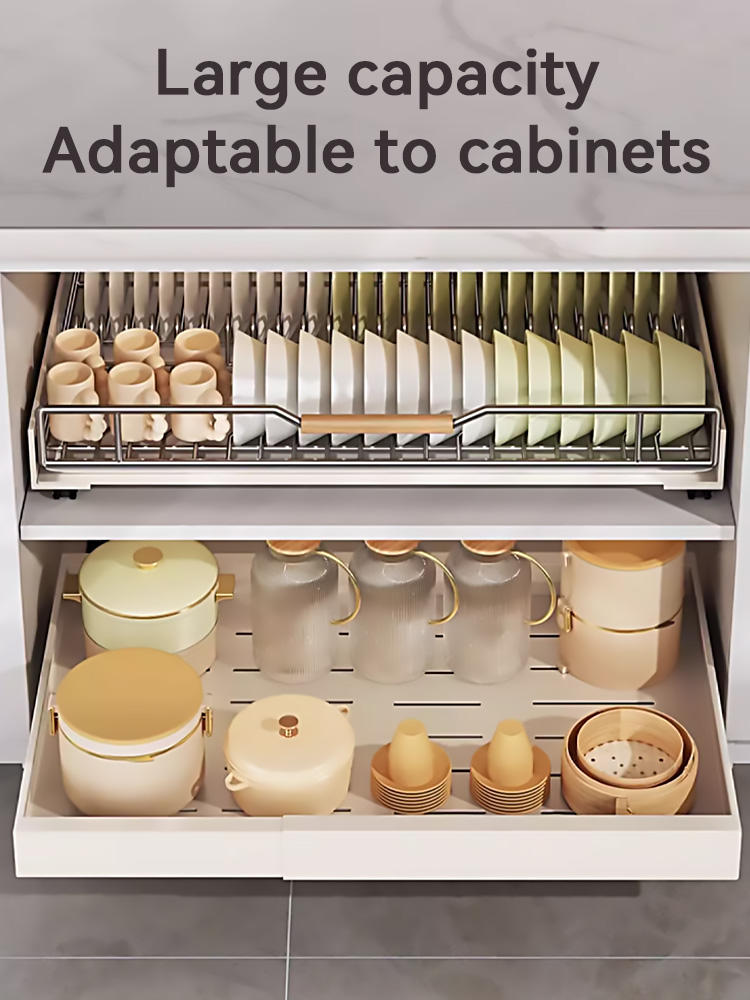 Stainless Steel Pull-out Dish Rack Dish Drawer Rack For Cabinet ...