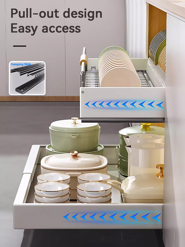 Stainless Steel Pull-out Dish Rack Dish Drawer Rack For Cabinet ...