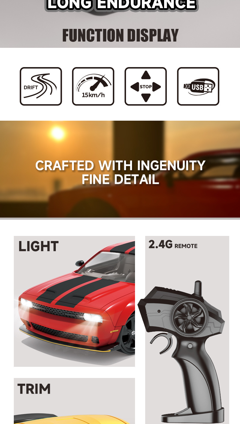 4WD RC Drift Car Toy AE86 Toyota GTR Dodge Racing Car Model 2.4G Remote ...