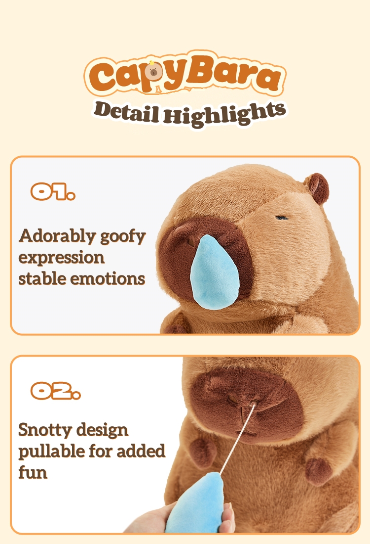 20cm/30cm Snotty Capybara Plush Toy with Automatic Retractable Snot ...