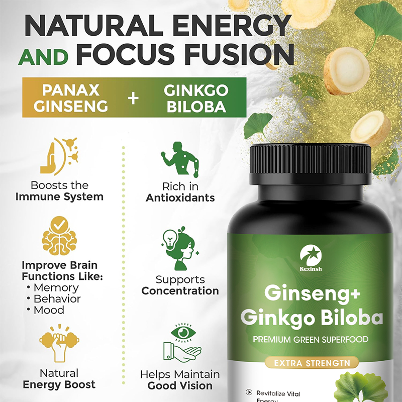 Ginko Biloba & Panax Ginseng Supplement - Red Ginseng Brain Supplement ...