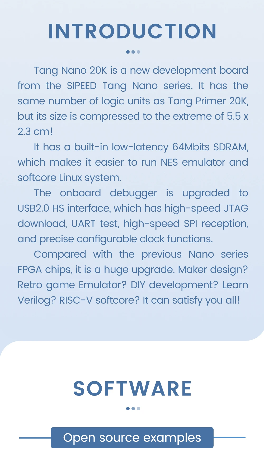 New Sipeed Tang Nano 20K FPGA Development Board 5.5 x2.3 cm low-latency ...