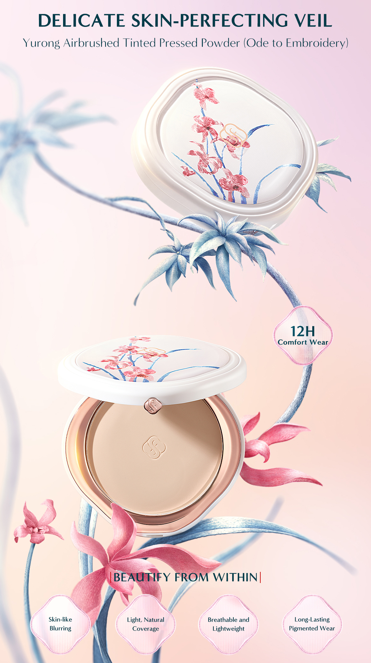 花西子 Florasis Yurong Airbrushed Tinted Pressed Powder– Sheer Matte Finish, Smooth & Long-Wear ...