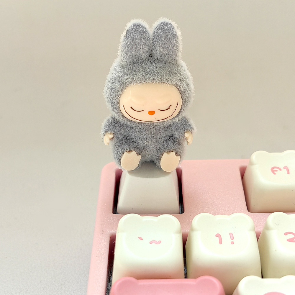 Labubu KEYCAPS Flocking Doll Button Mechanical Keyboard Dedicated ...