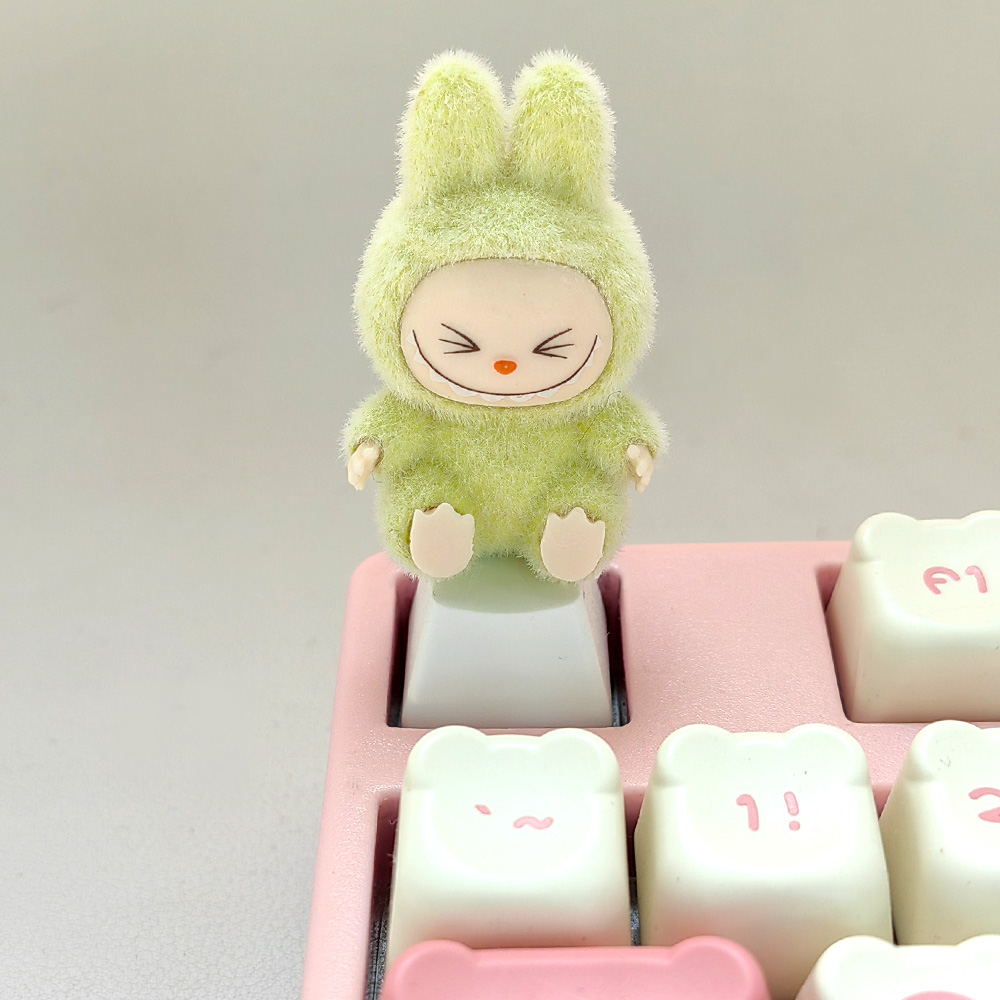 Labubu KEYCAPS Flocking Doll Button Mechanical Keyboard Dedicated ...