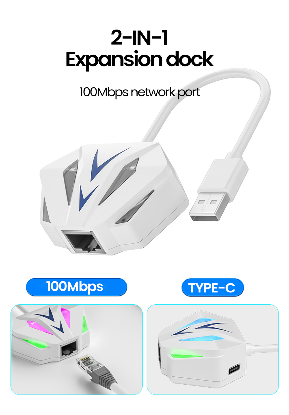 Mood Lighting RJ45 Gigabit Ethernet Switch Splitter Network Cable ...