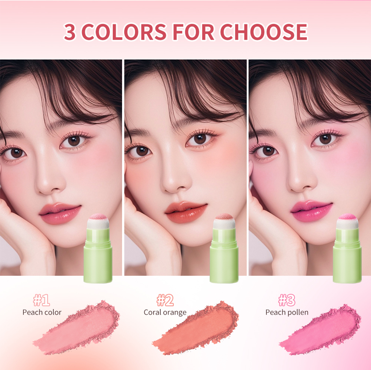 Lakerain Blush Stick Soft Face Blusher Powder Natural Matte Peach Pink ...