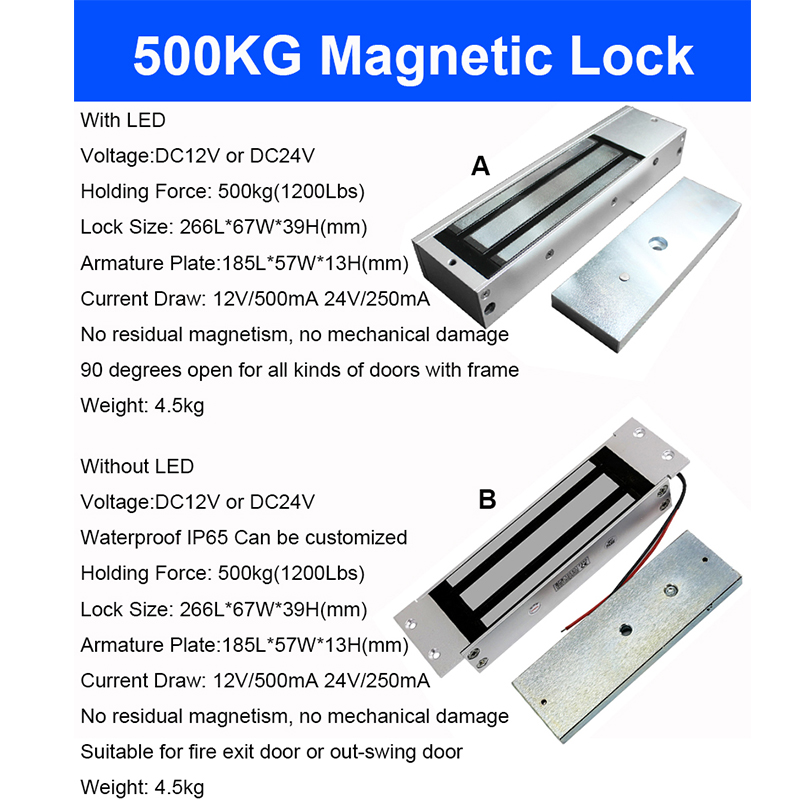 500KG EM Lock With Led Function Waterproof 12V Smart Door Lock 1200LBS ...