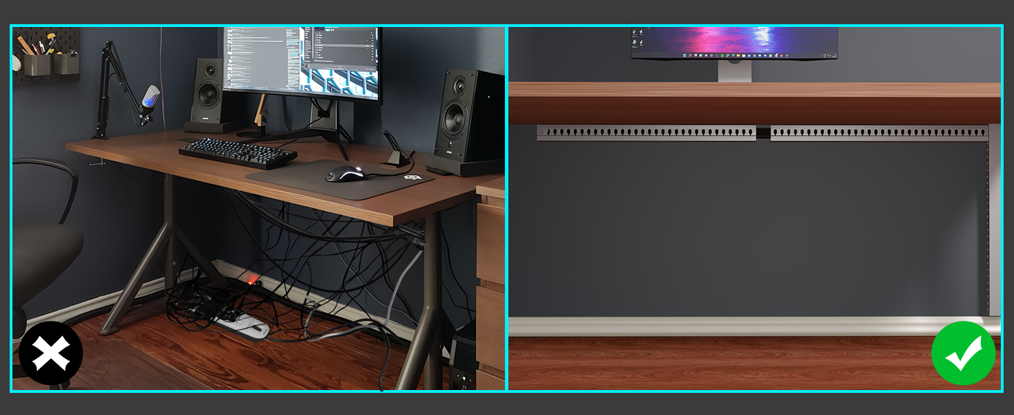 【New Upgrade】Cable Duct Management Raceway, Under Desk Cord Organizer ...