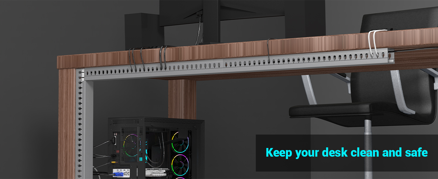 【New Upgrade】Cable Duct Management Raceway, Under Desk Cord Organizer ...