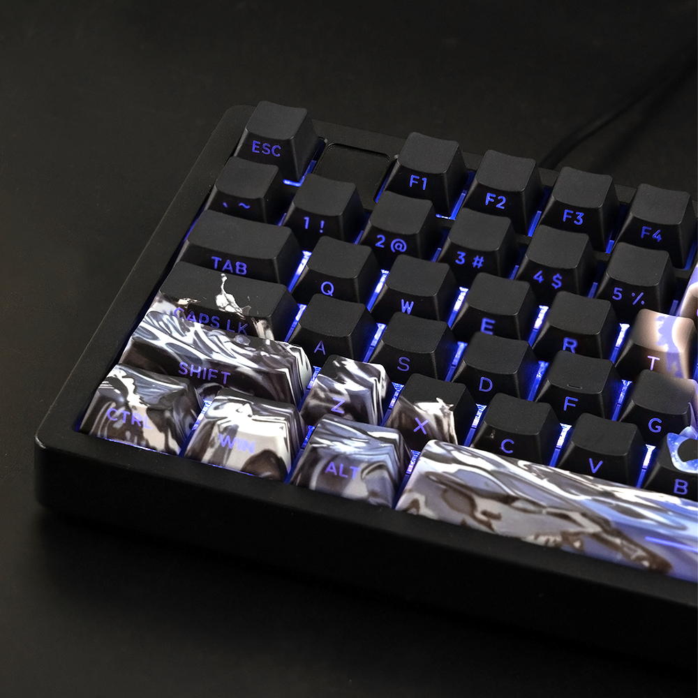 XVX Blue Sea Tide Cherry Profile Double shot 5-sided Dye-Sub PBT Keycap ...