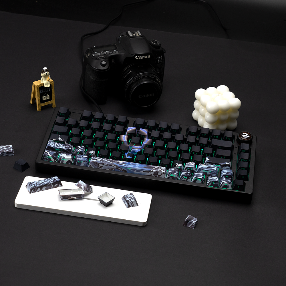 XVX Blue Sea Tide Cherry Profile Double shot 5-sided Dye-Sub PBT Keycap ...