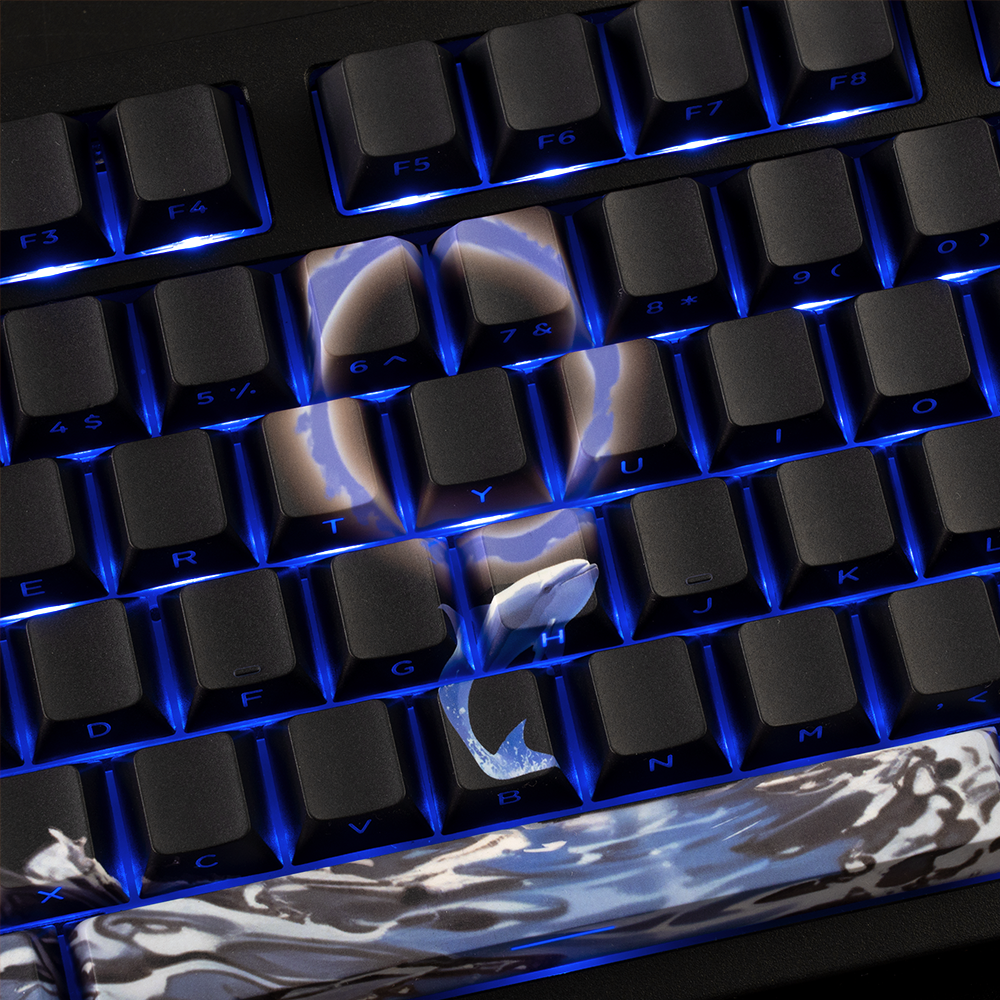 XVX Blue Sea Tide Cherry Profile Double shot 5-sided Dye-Sub PBT Keycap ...