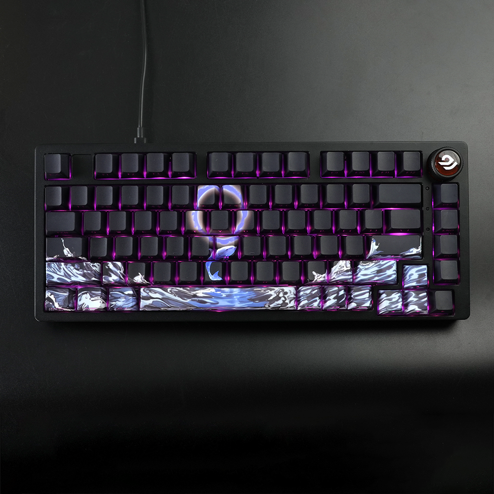 XVX Blue Sea Tide Cherry Profile Double shot 5-sided Dye-Sub PBT Keycap ...