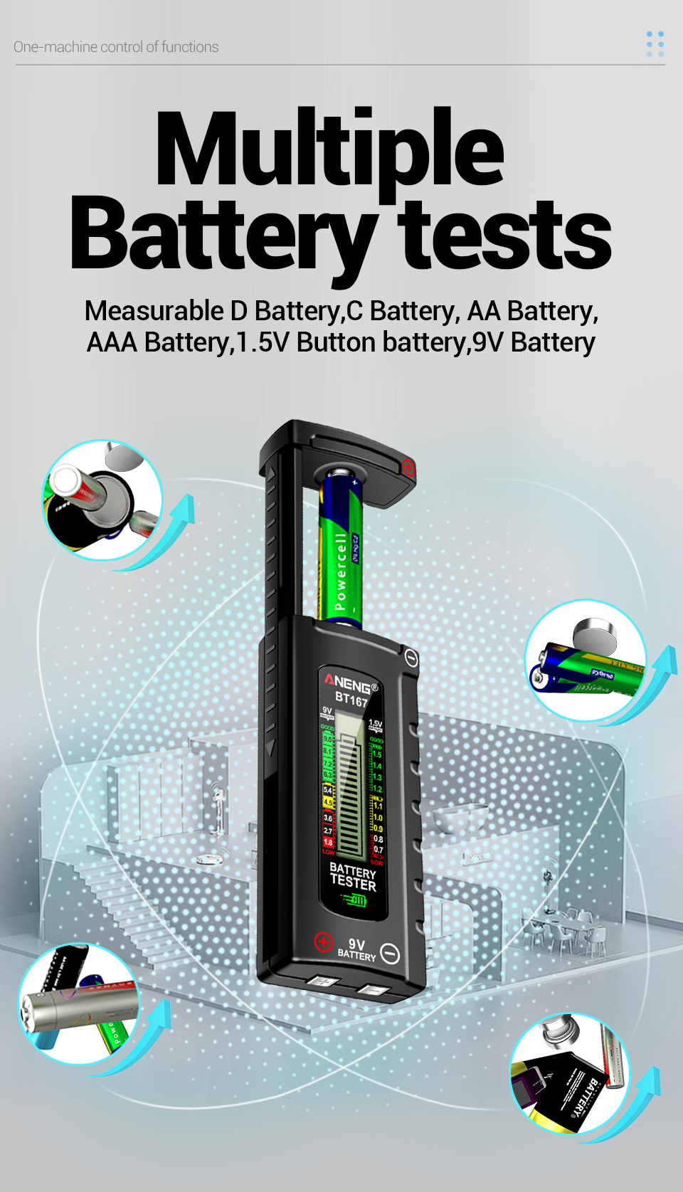 ANENG BT167 Battery Level Detector Multifunctional Quickly Measure ...