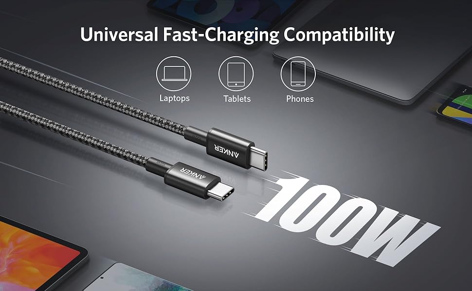 Anker USB C Cable 100W New Nylon USB C to USB C Cable 2.0, Type C ...