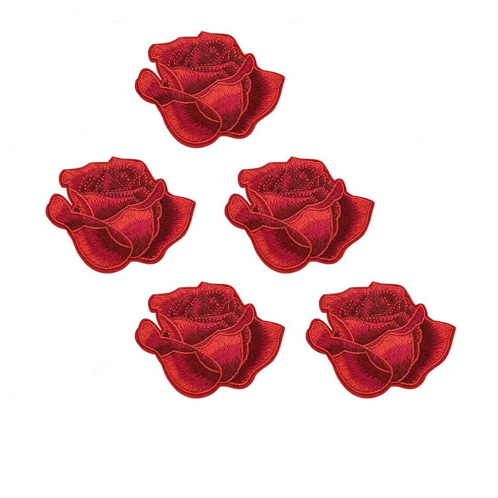5Pcs Red Rose sticker Patches For Clothes Hats Shoes DIY Embroidered ...