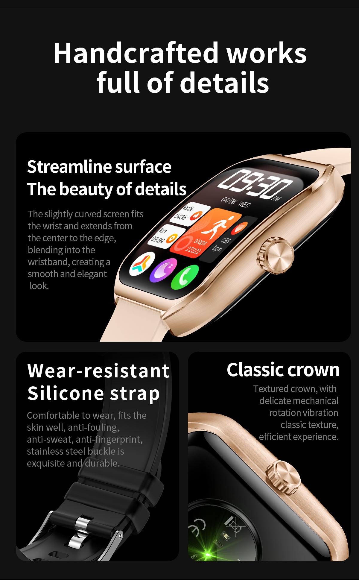 Aolon Curve2 Smart Watch 1.83" HD Curved Screen Bluetooth Call Reading ...