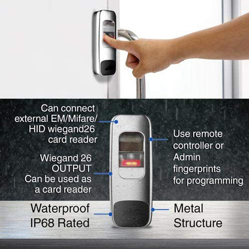 Indoor + Outdoor Rated IP68 Metal Access Control Standalone Biometric ...