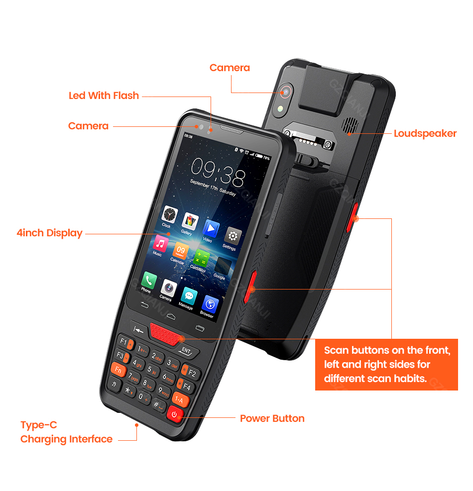 Android 12 PDA Scanner Terminal 4G Network 2D Scanner NFC Function IP67 ...