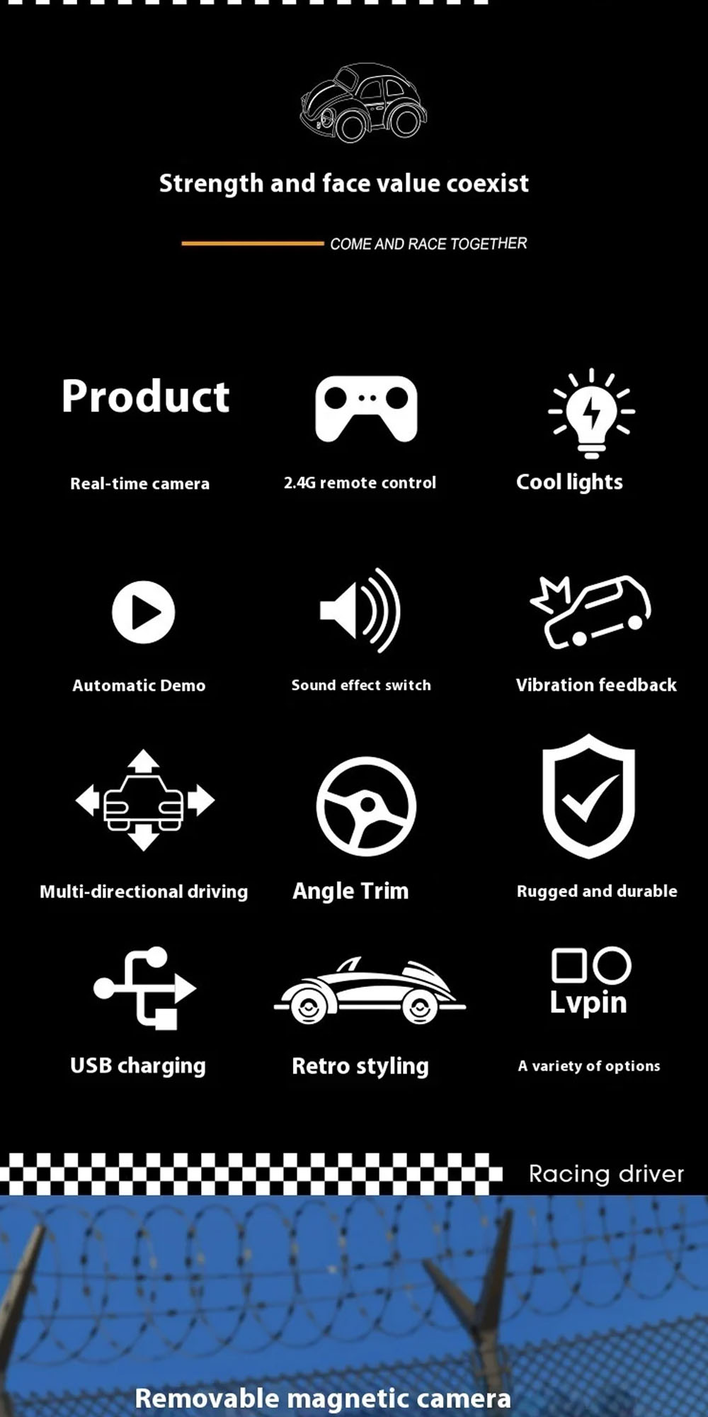 RC Mini Racing Car Camera Real Time Transmission 2.4G Remote Control ...