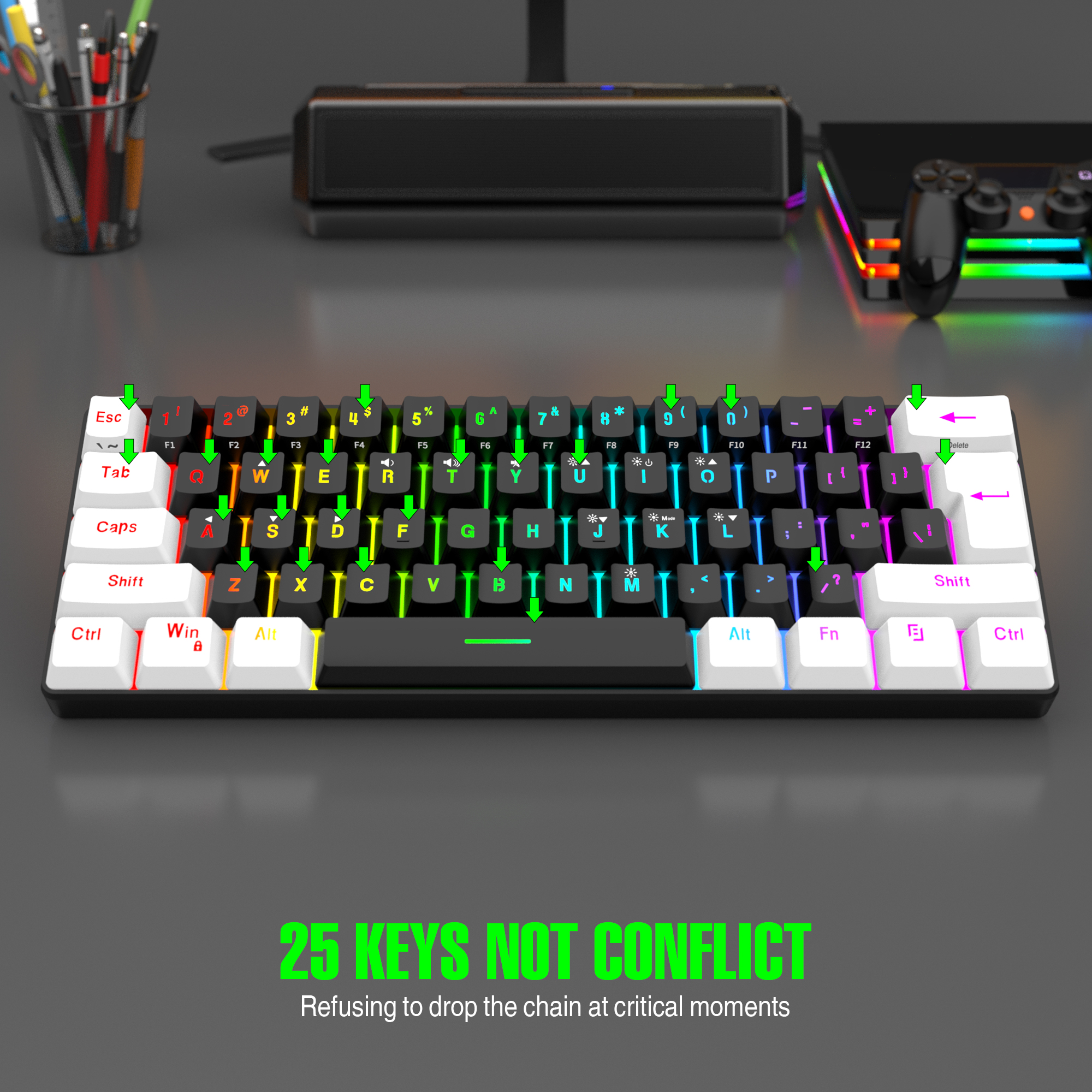 Mini Wired Keyboard Small Gaming Keyboard for Laptop RGB Backlight ...