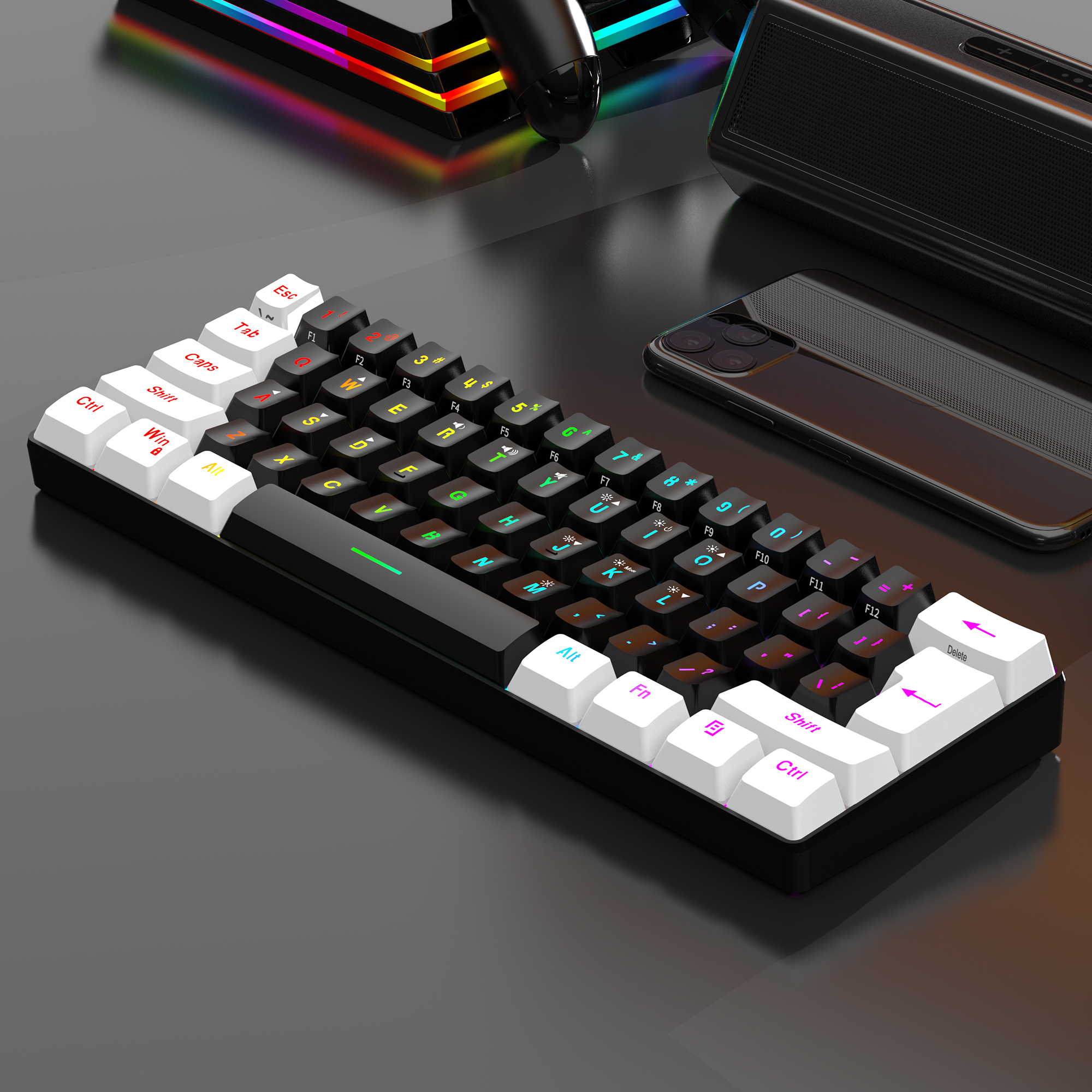 Mini Wired Keyboard Small Gaming Keyboard for Laptop RGB Backlight ...