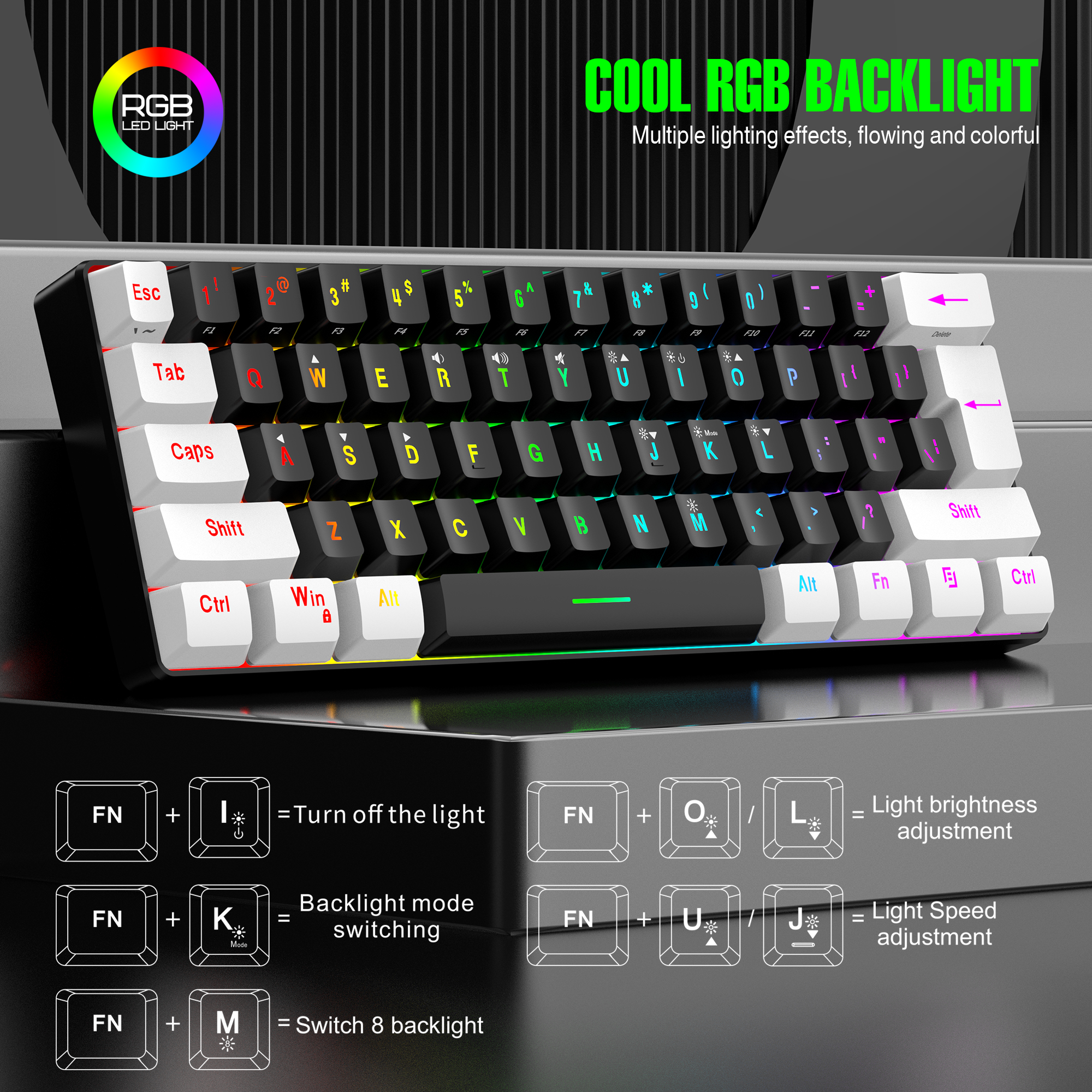 Mini Wired Keyboard Small Gaming Keyboard for Laptop RGB Backlight ...