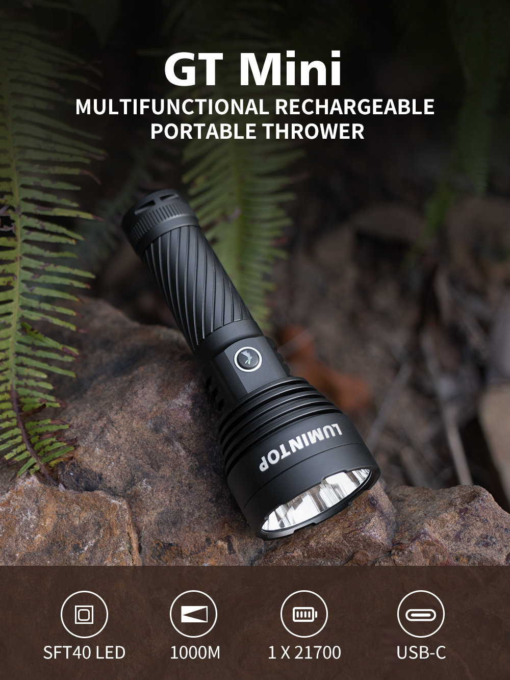 USB TYPE C flashlight Lumintop GT MINI 21700 flashlight with magnetic ...